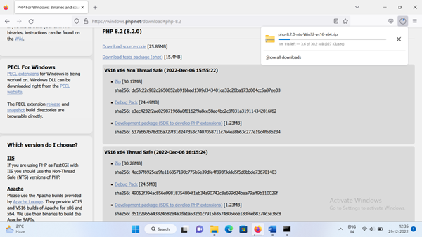 How to install Apache, PHP and MYSQL on Windows 11 Machine